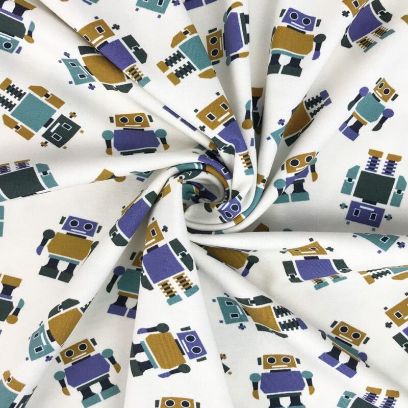 Single Jersey - Robot Bright Natural - DIY Fabrics