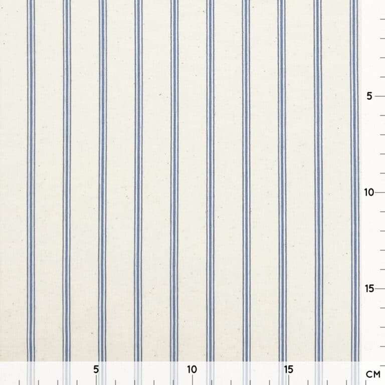 Cretonne - Schmale Streifen Rauchblau - Natur Sprenkel - DIY Stoffe