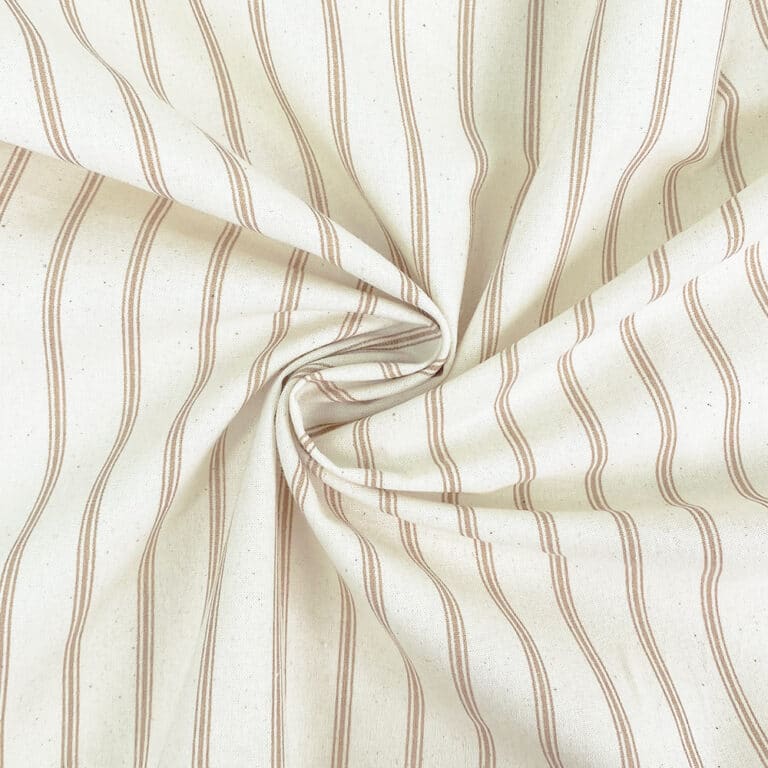 Cretonne - Schmale Streifen Camel - Natur Sprenkel - DIY Stoffe