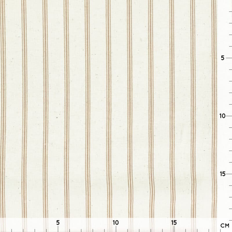 Cretonne - Schmale Streifen Camel - Natur Sprenkel - DIY Stoffe