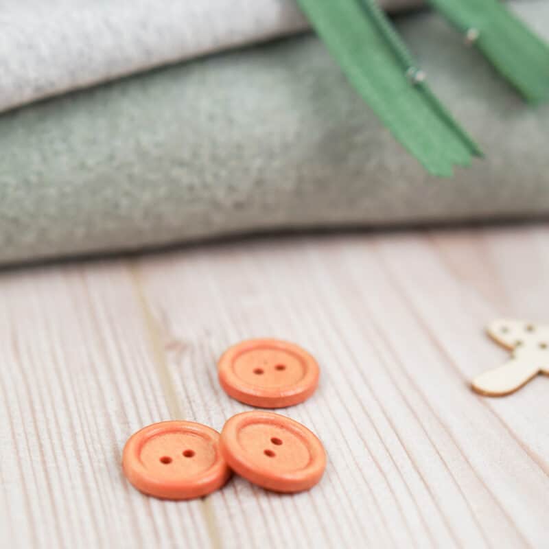 Holzknopf rund mit Rand - 20 mm - helles Rotbraun lackiert - 2 Loch ...