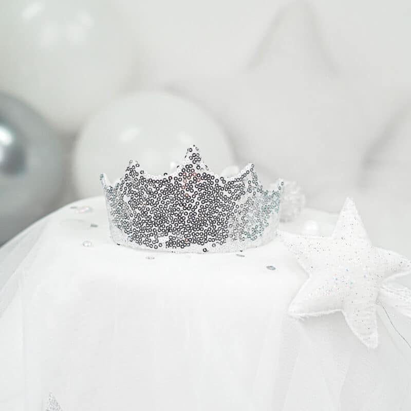 Geburtstagskrone - Paket - Paillettenstoff Silber - DIY Stoffe