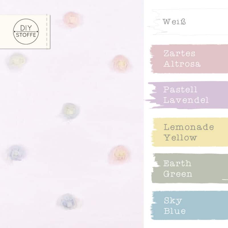 Tüllstoff - Helles Rosa mit Pastell-Röschen - DIY Stoffe