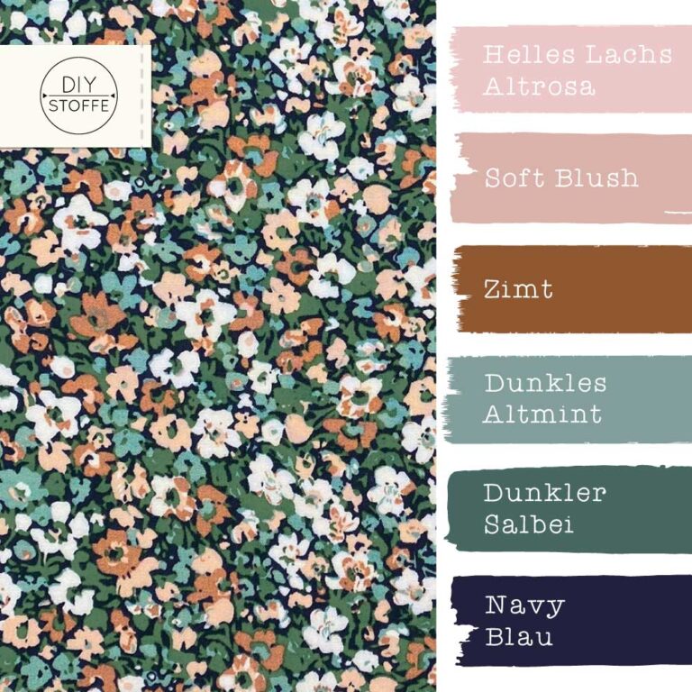 Viskose - Flowers - Salbei & Blush - DIY Stoffe