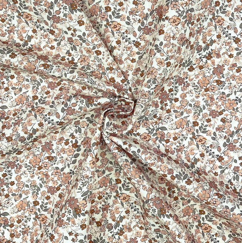 Popeline - Soft Blush Blumen - Helles Natur - DIY Stoffe